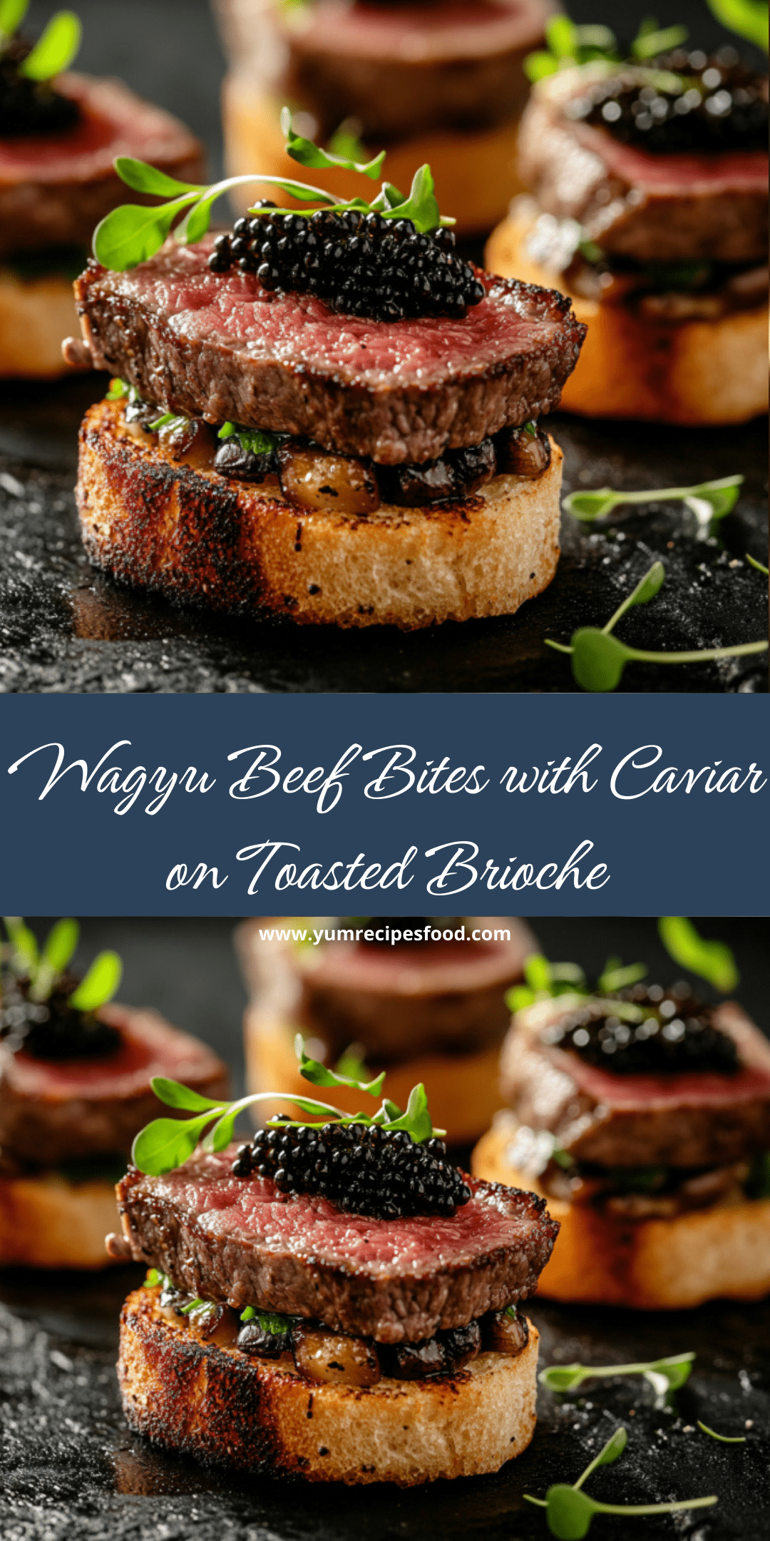 Wagyu Beef Bites with Caviar on Toasted Brioche
