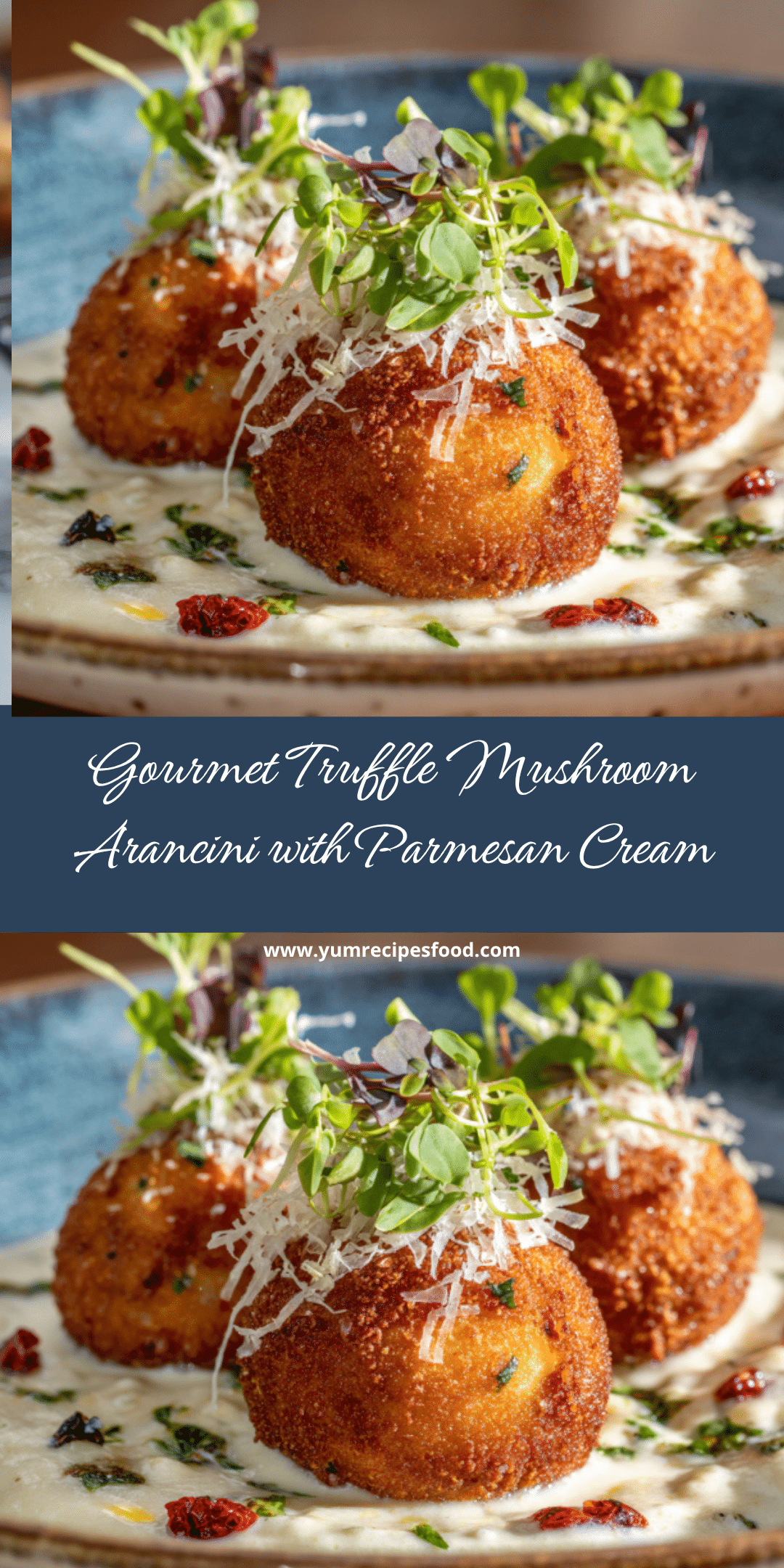Gourmet Truffle Mushroom Arancini with Parmesan Cream