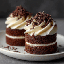 Mini Chocolate Layer Cakes with Chocolate Mousse & Vanilla Buttercream