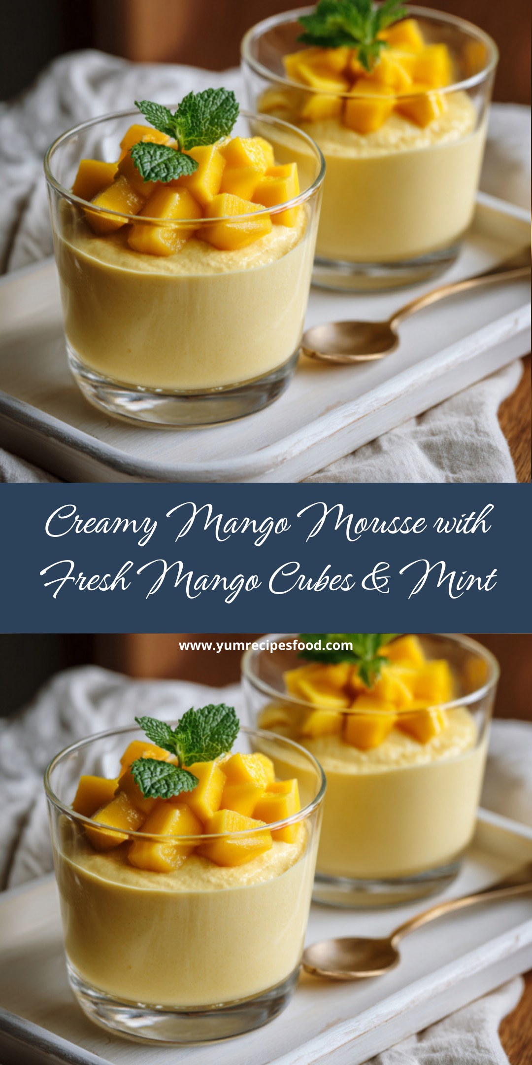 Creamy Mango Mousse with Fresh Mango Cubes & Mint