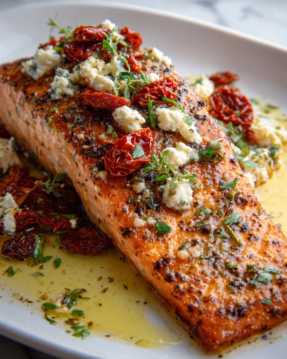 Mediterranean Baked Salmon with Feta and Sun-Dried Tomatoes