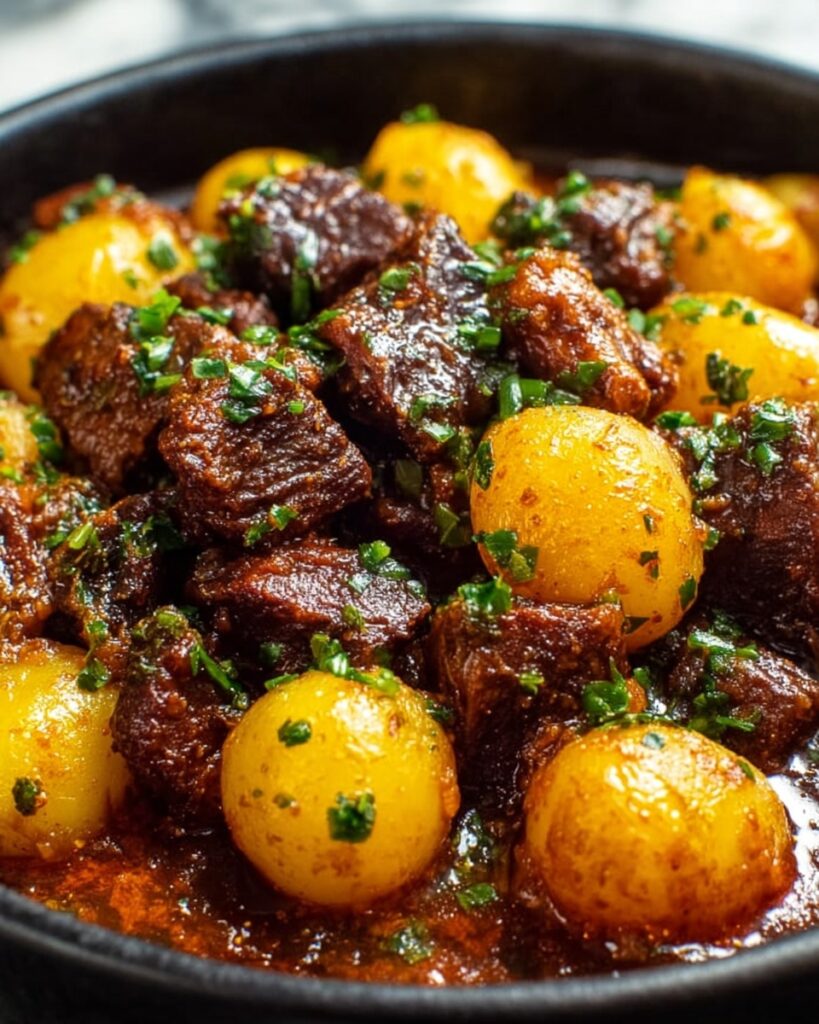Slow Cooker Garlic Butter Beef with Baby Potatoes – Easy & Delicious